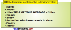PSEB 10th Class Computer Solutions Chapter 2 HTML Fundamentals – PSEB Solutions