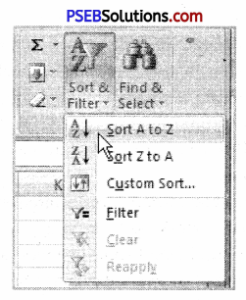 PSEB 9th Class Computer Solutions Chapter 1 MS Excel Part-I – PSEB Solutions