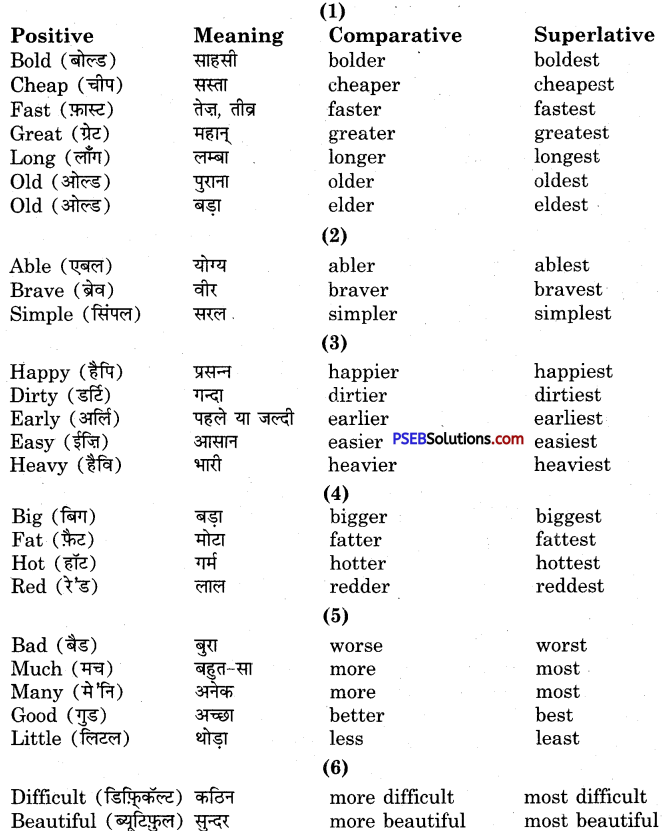 PSEB 5th Class English Grammar General Topics PSEB Solutions PSEB 5th Class English Grammar General Topics PSEB Solutions